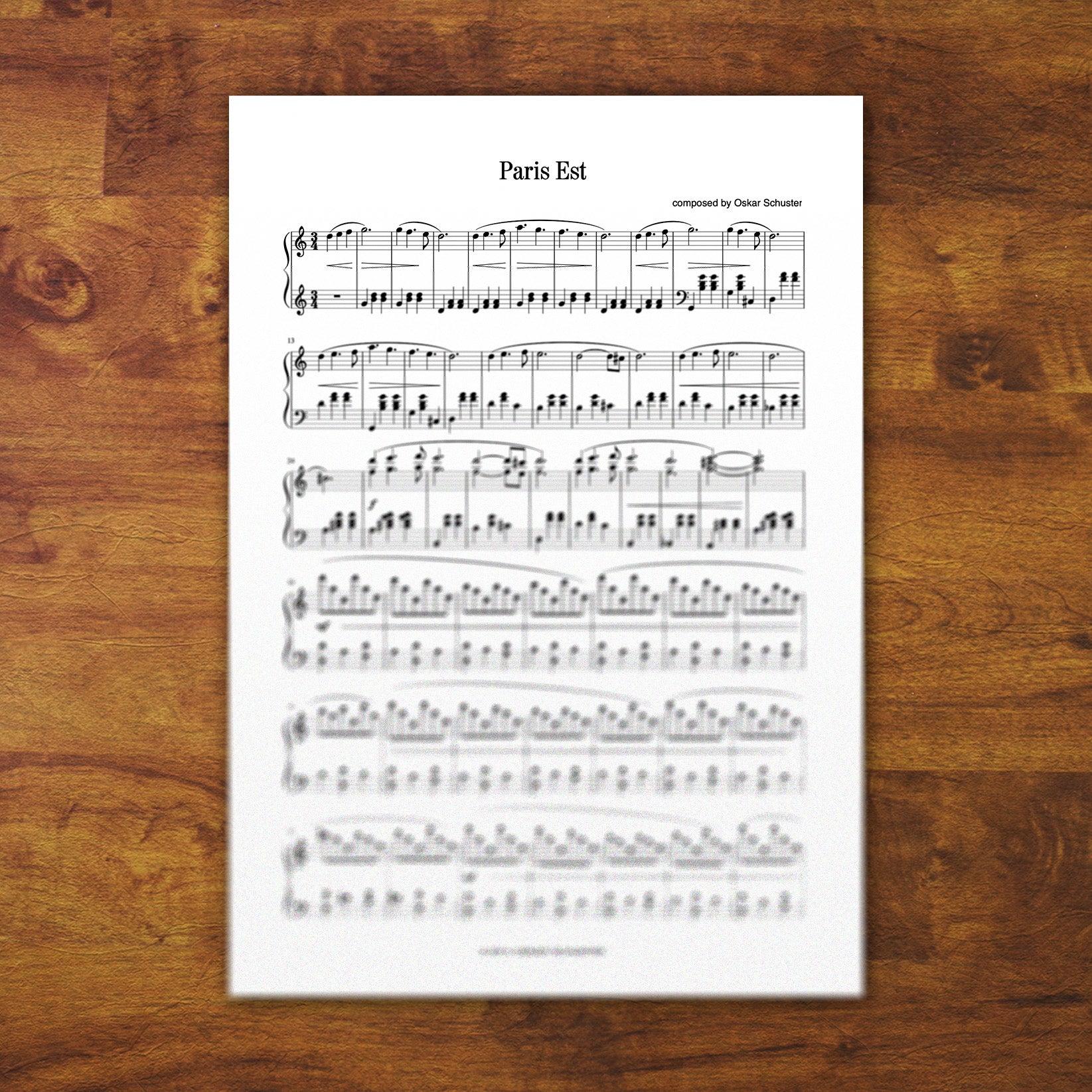 Piano Sheets "Paris Est" – Oskar Schuster's Shop